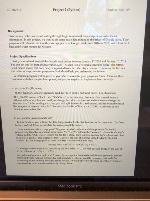 Solved EC 216/217 Project 2 (Python) Deadline: Sept 30 | Chegg.com