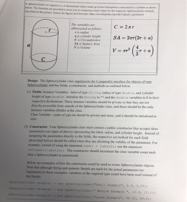 Solved e Spherocylinder.java (new items for this class in | Chegg.com