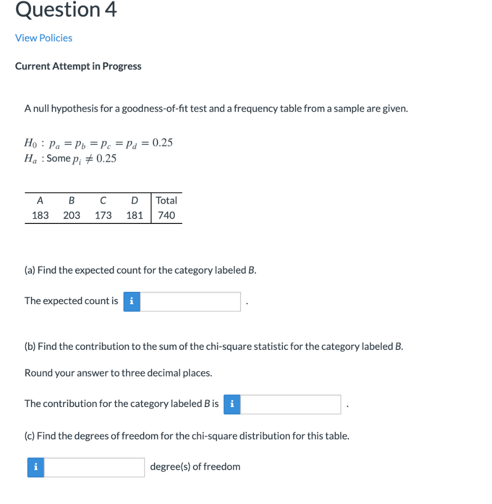Solved Question 4 View Policies Current Attempt in Progress | Chegg.com