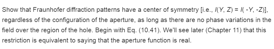Solved Show that Fraunhofer diffraction patterns have a | Chegg.com