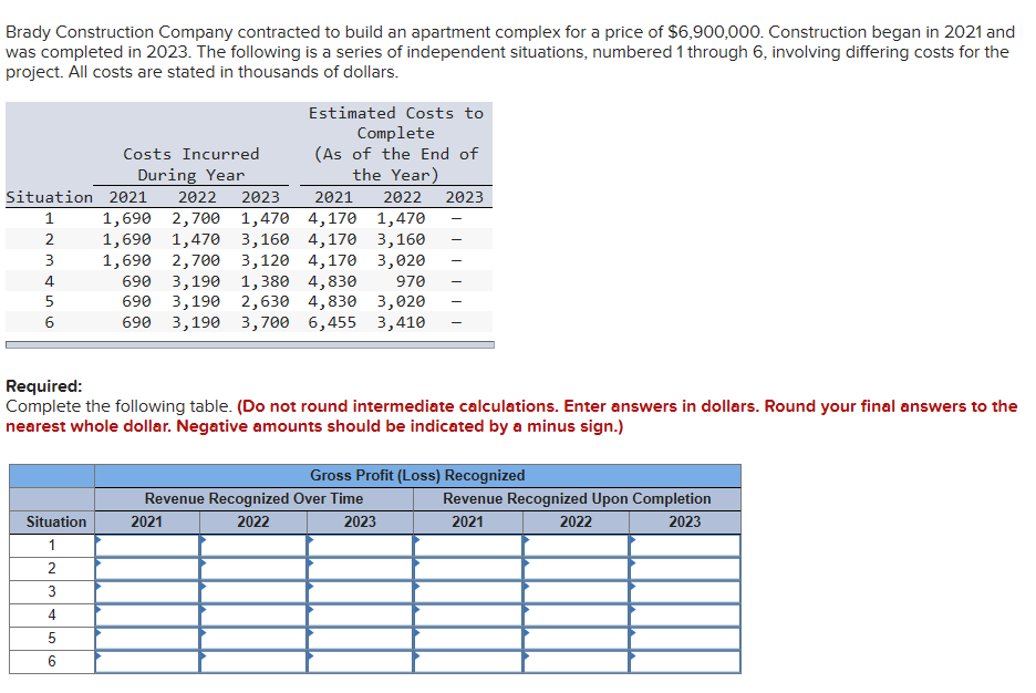 Solved Brady Construction Company contracted to build an | Chegg.com