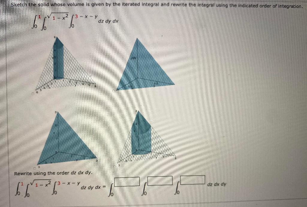 Solved Sketch the solid whose volume is given by the | Chegg.com