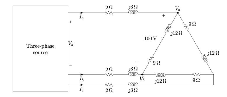 Solved Consider the three-phase circuit shown below. The RMS | Chegg.com