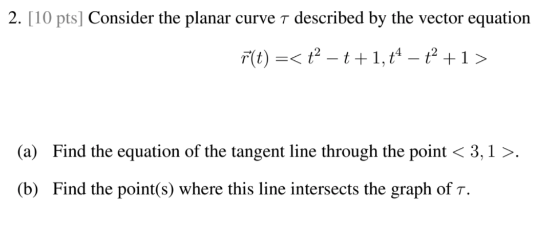 Solved 2. [10 pts] Consider the planar curve described by | Chegg.com