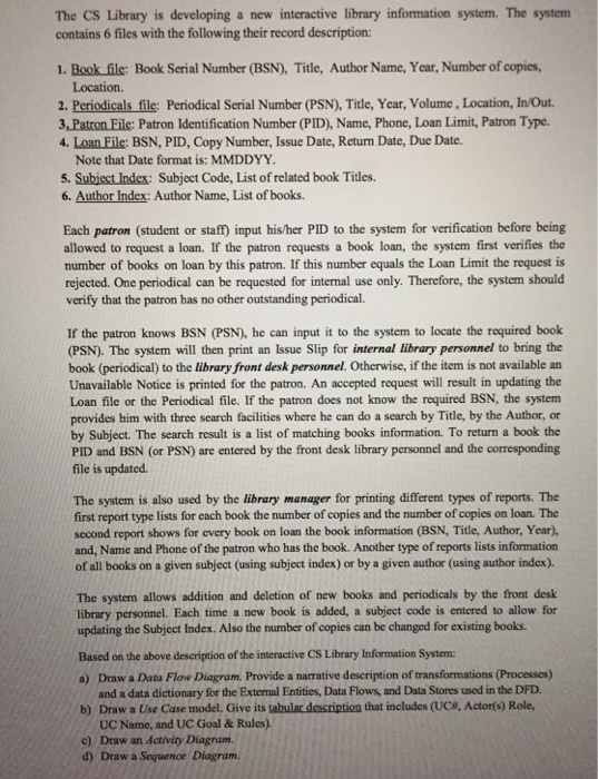 The CS Library is developing a new interactive | Chegg.com