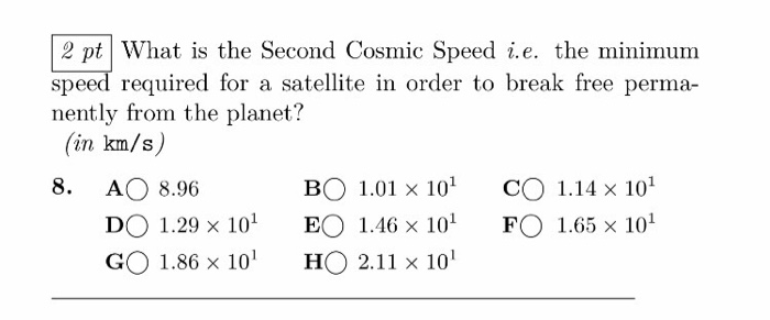 Solved What is the Second Cosmic Speed i.e. the minimum | Chegg.com