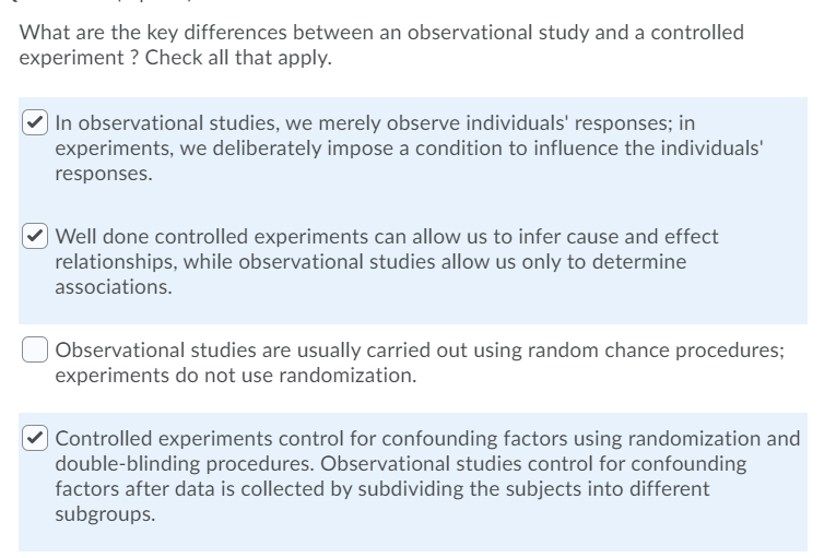 Solved What are the key differences between an observational | Chegg.com