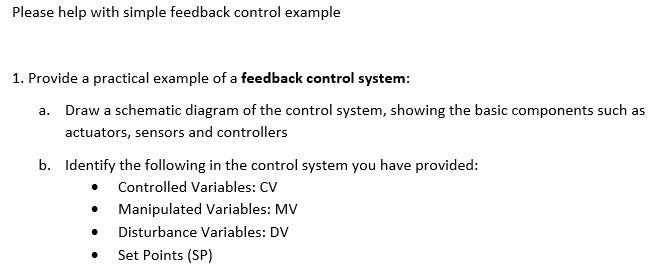 Solved Please help with simple feedback control example 1. | Chegg.com