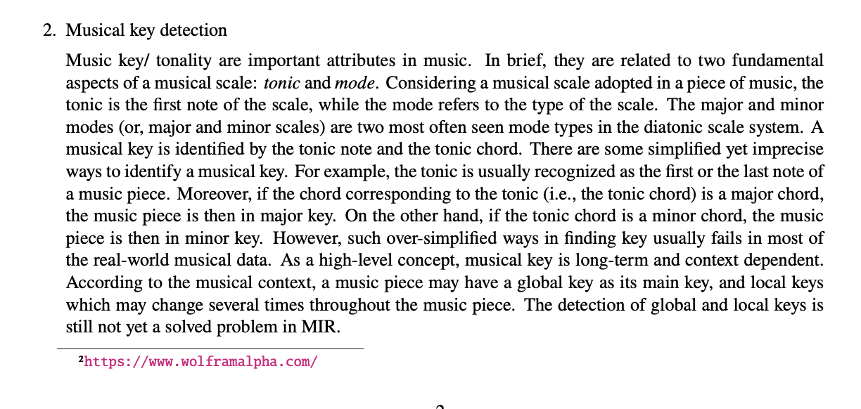 2. Musical key detection Music key/ tonality are | Chegg.com