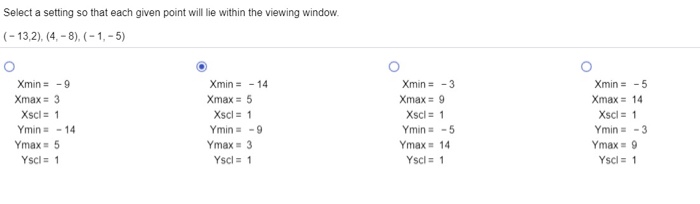 Solved Select a setting so that each given point will lie | Chegg.com
