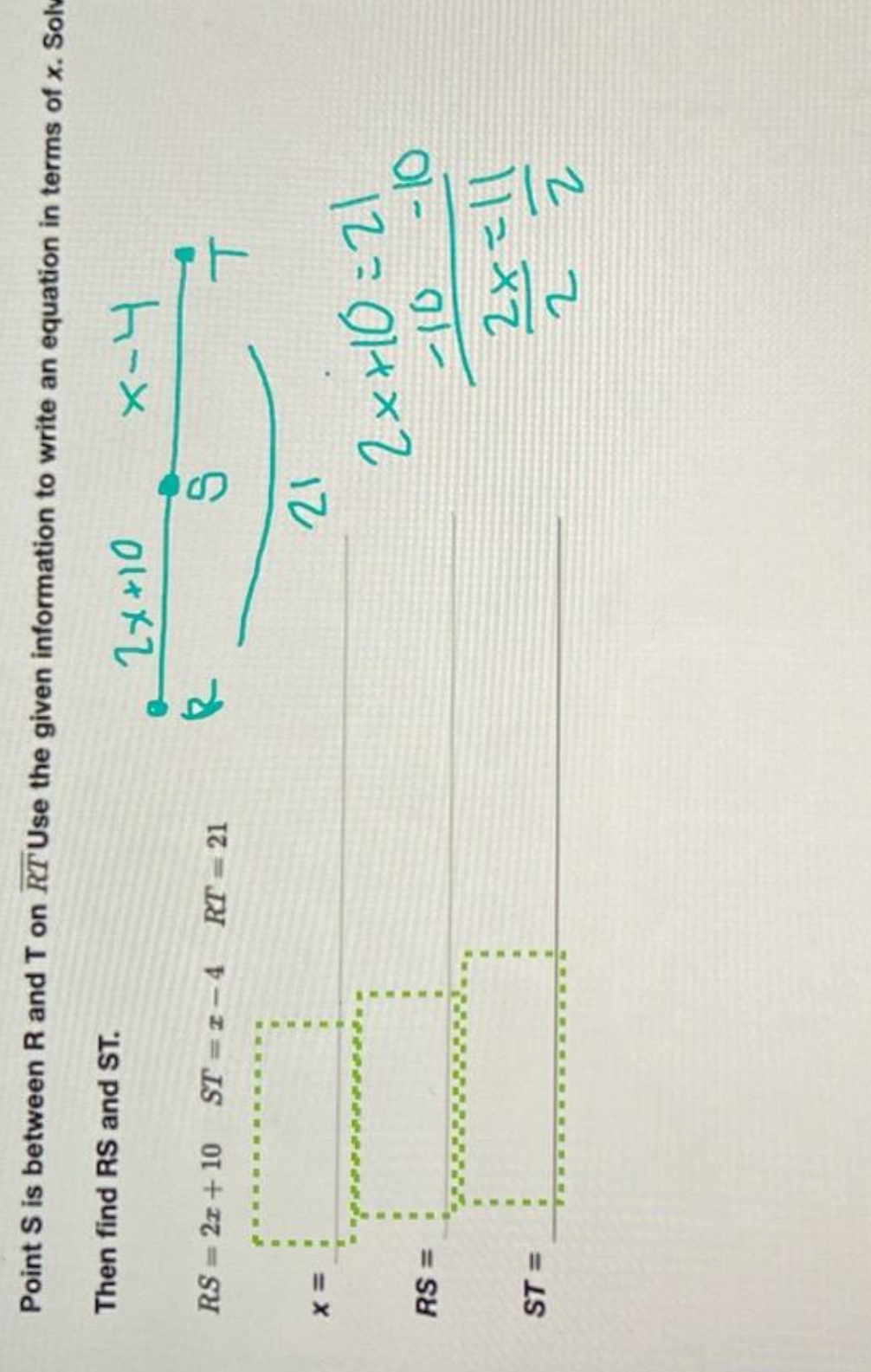 Solved Point S is between R and T on RT Use the given | Chegg.com