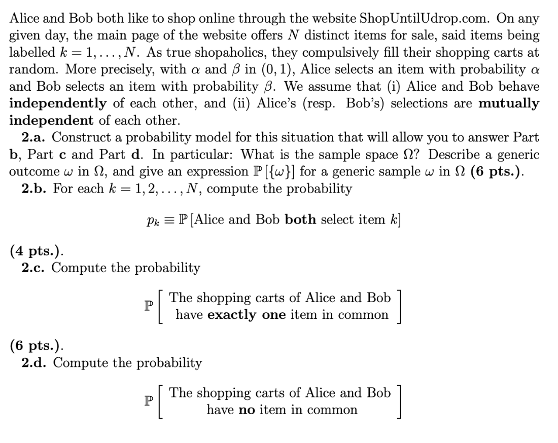 Solved Alice and Bob both like to shop online through the | Chegg.com