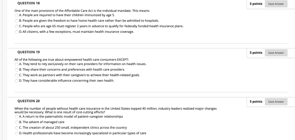 Solved QUESTION 18 5 points Save Answer One of the main | Chegg.com