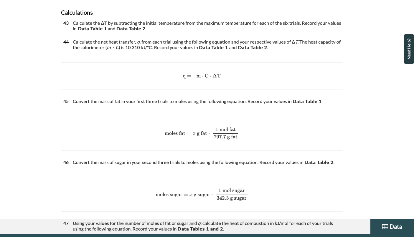 Solved Experiment 1 Data Table 1: Calorimetrv of | Chegg.com Solved Experiment 1 Data Table 1: Calorimetrv of | Chegg.com