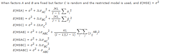 Solved When factors A and B are fixed but factor C is random | Chegg.com