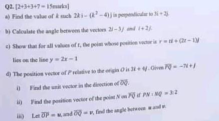 Solved Q2. [2+3+3+7=15marles a) Find the value of k such | Chegg.com