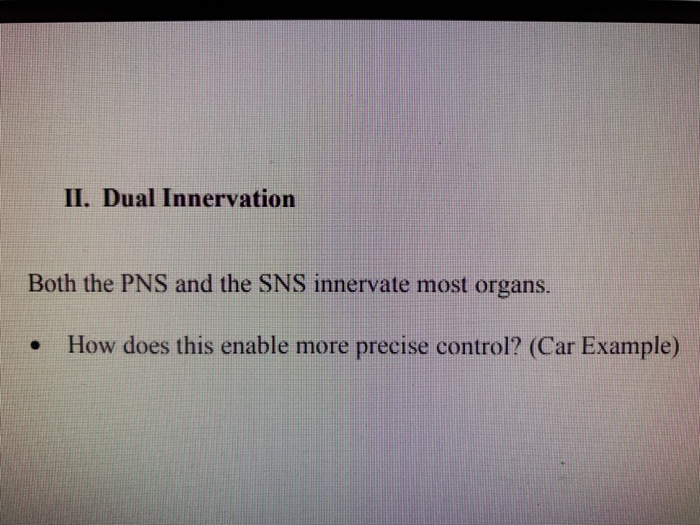 Solved II. Dual Innervation Both the PNS and the SNS | Chegg.com