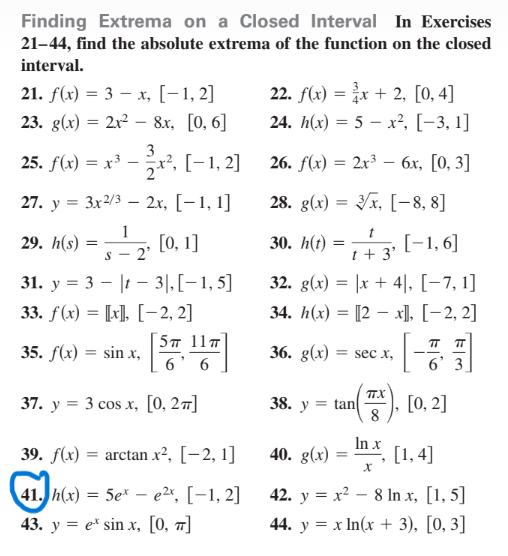 Solved Finding Extrema on a Closed Interval In Exercises | Chegg.com