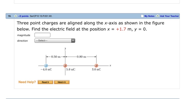 Solved Three point charges are aligned along the x-axis as | Chegg.com