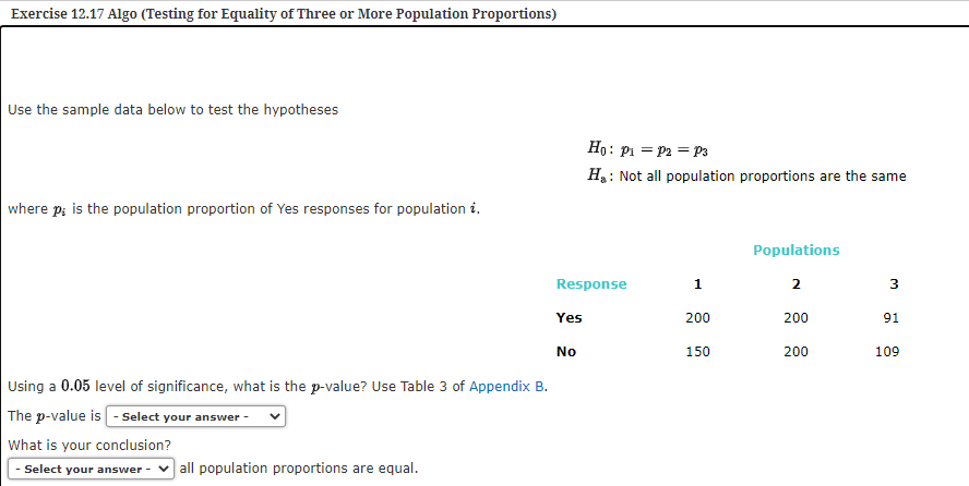 Solved Exercise 12.17 Algo (Testing for Equality of Three or | Chegg.com