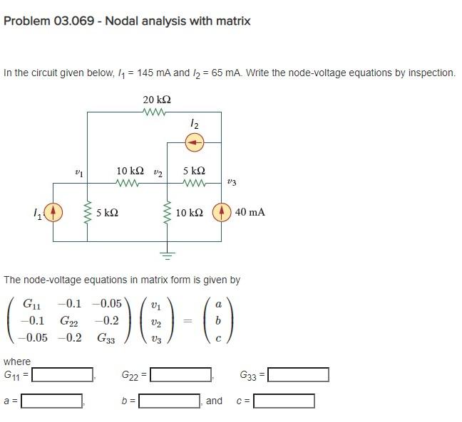 Solved Problem 03.069 - Nodal analysis with matrix In the | Chegg.com