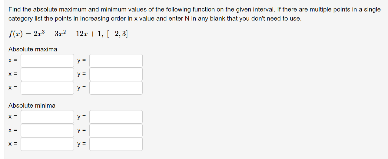 Solved Find the absolute maximum and minimum values of the | Chegg.com