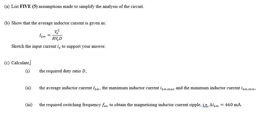 Solved (a) List FIVE (5) assumptions made to simplify the | Chegg.com