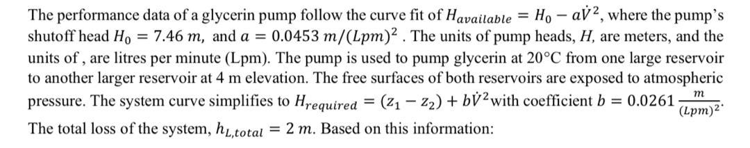 Solved Fluid Mechanics Ability to PREDICT the pump | Chegg.com