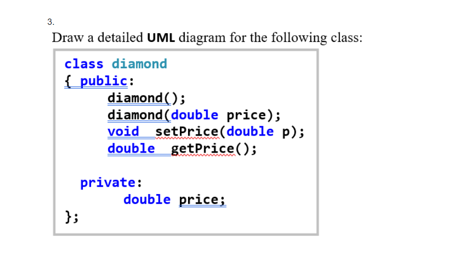 Solved Draw a detailed UML diagram for the following class: | Chegg.com