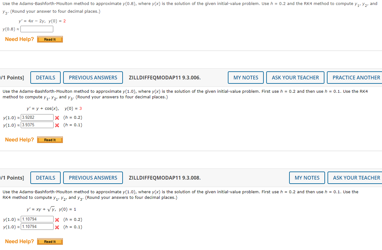 Solved Use the Adams-Bashforth-Moulton method to approximate | Chegg.com