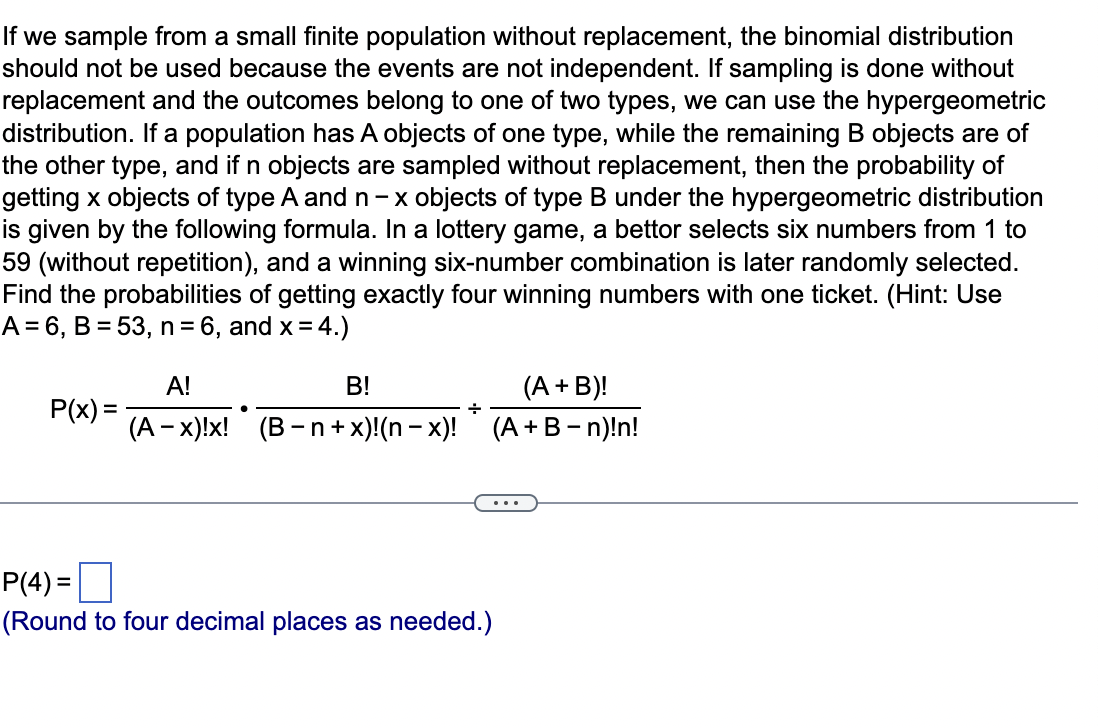 Solved If we sample from a small finite population without | Chegg.com