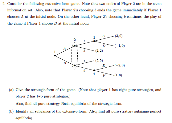 Solved 2. Consider the following extensive-form game. Note | Chegg.com