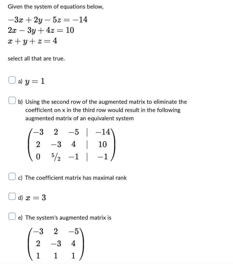 Solved Given the system of equations below, | Chegg.com