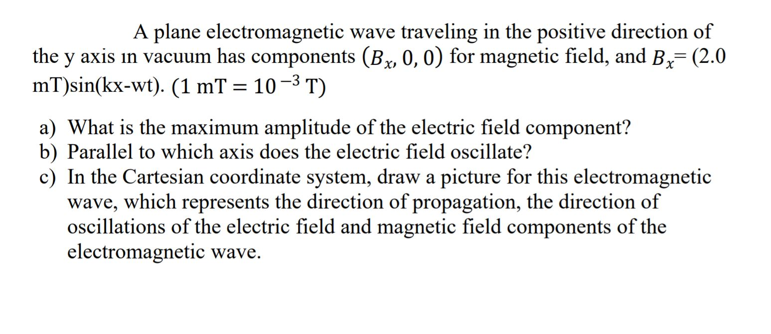 Solved A plane electromagnetic wave traveling in the | Chegg.com