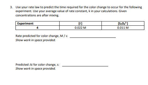 Solved Use your rate law to predict the time required for | Chegg.com