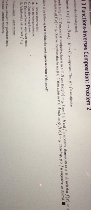 Solved 3 Functions-Inverses Composition: Problem 1 pts) | Chegg.com