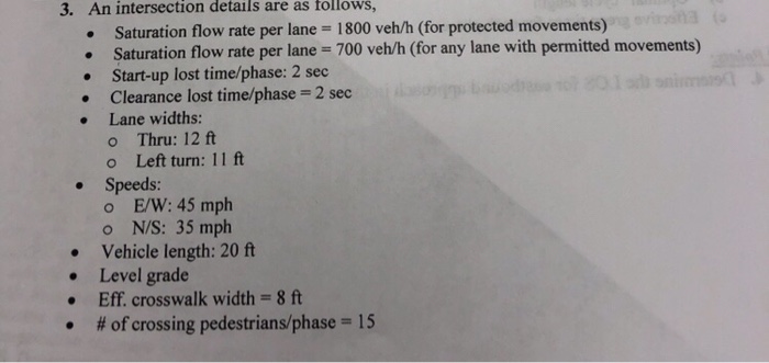 Solved 3. An intersection details are as tollows, Saturation | Chegg.com