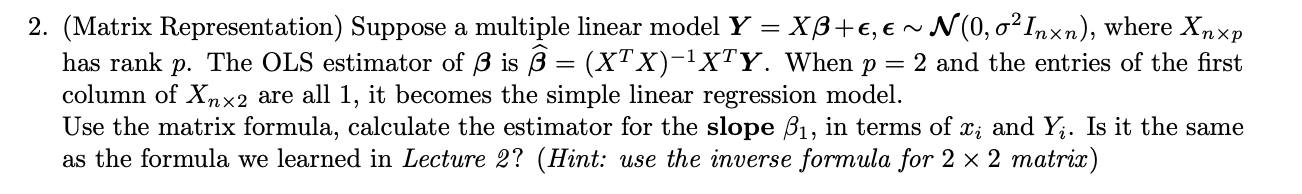 Solved p. 2. (Matrix Representation) Suppose a multiple | Chegg.com