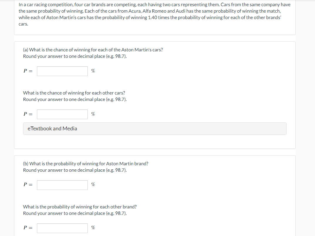 Solved In a car racing competition, four car brands are | Chegg.com