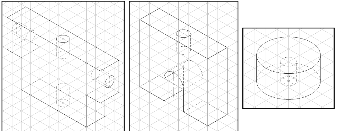 Solved draw the multiviews of the three components on | Chegg.com