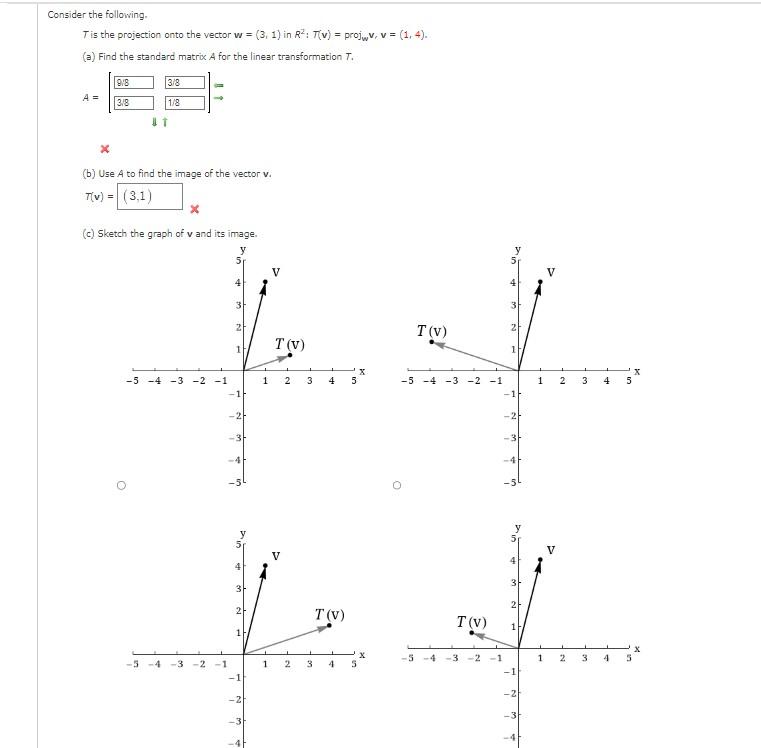 Solved T is the projection onto the vector w=(3,1) in | Chegg.com