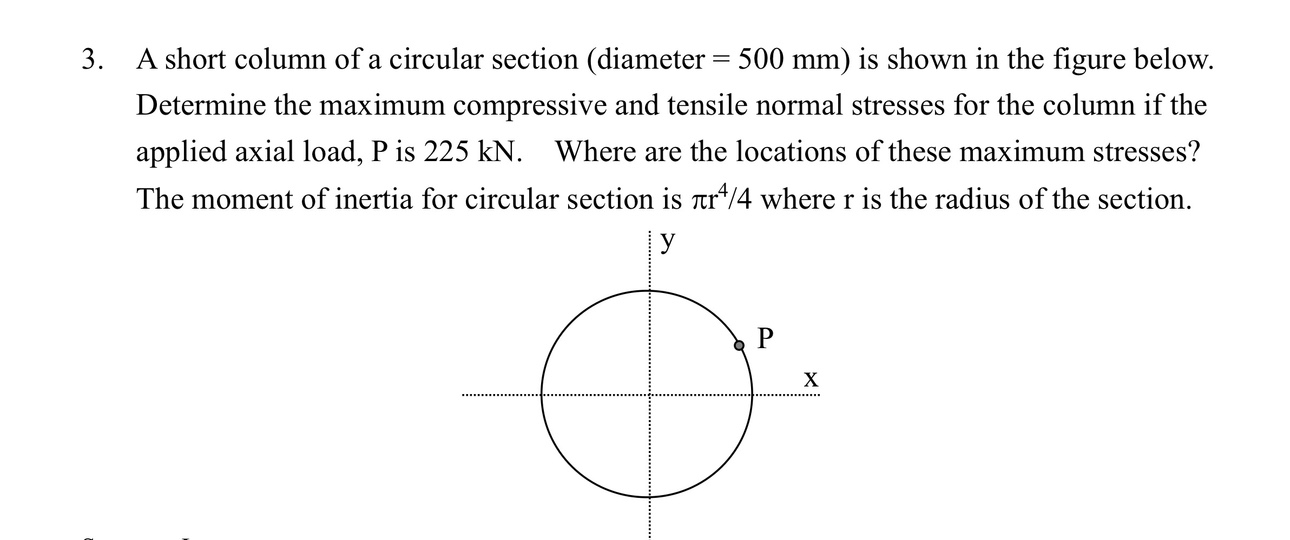 Solved A short column of a circular section (diameter =500 | Chegg.com