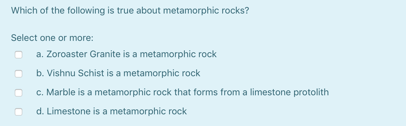 Solved Which of the following is true about metamorphic | Chegg.com