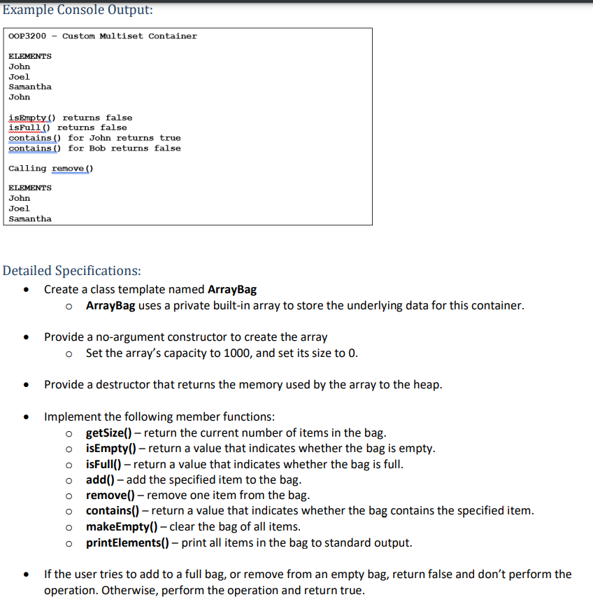 OOP-3200 This program will consist of 3 different | Chegg.com