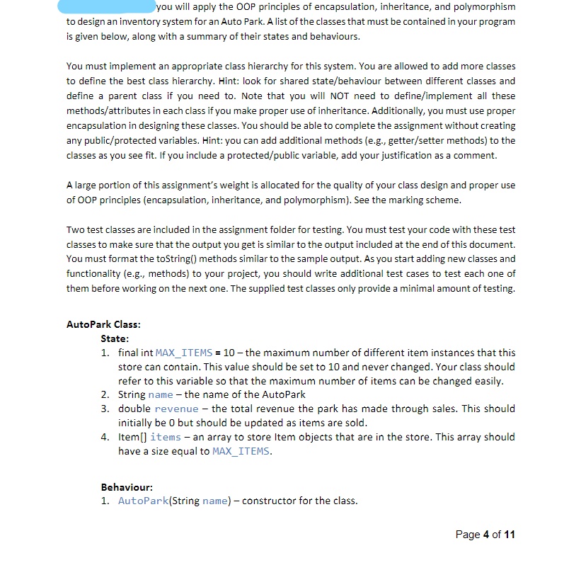 Solved you will apply the OOP principles of encapsulation, | Chegg.com Solved you will apply the OOP principles of encapsulation, | Chegg.com