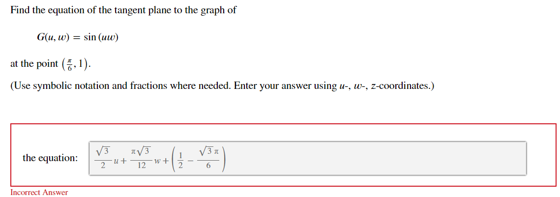 Solved Find the equation of the tangent plane to the graph | Chegg.com