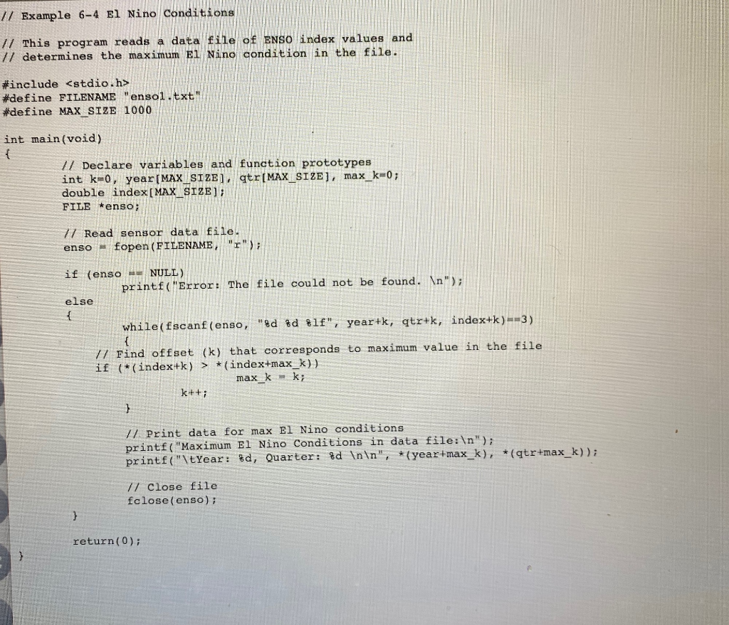 Solved Question b: Modify the El Nino program presented as | Chegg.com