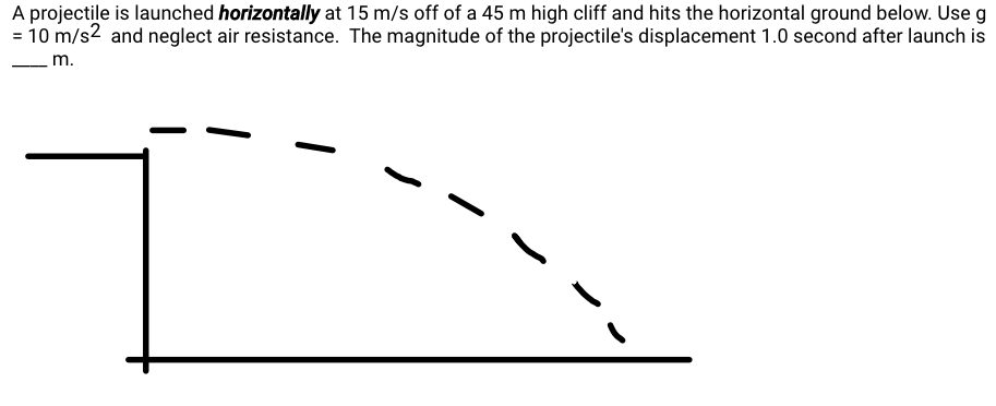 Solved A projectile is launched horizontally at 15 m/s off | Chegg.com