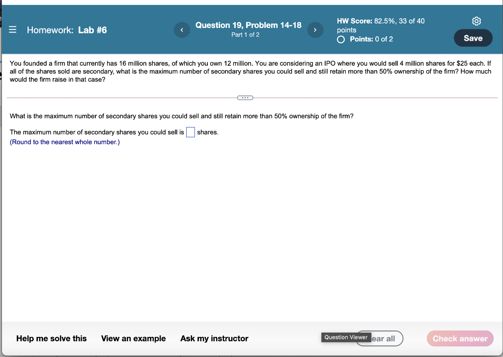 Solved O = Homework: Lab #6 Question 19, Problem 14-18 Part | Chegg.com