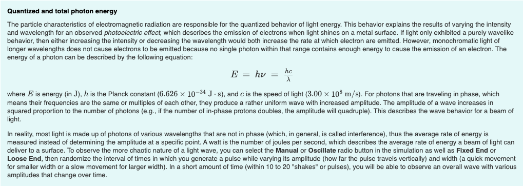 Solved Quantized and total photon energy The particle | Chegg.com